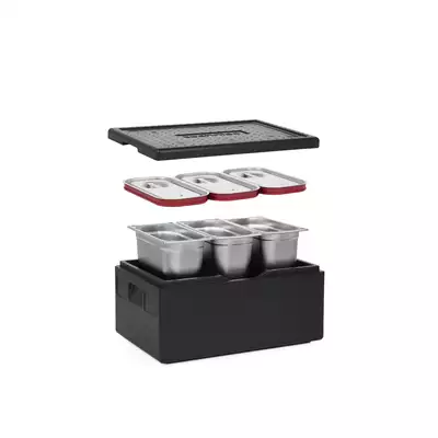 [Zestaw] Pojemnik termoizolacyjny GN 1/1 200 mm + 3x Pojemnik GN 1/3, 200 mm, ze stali ...