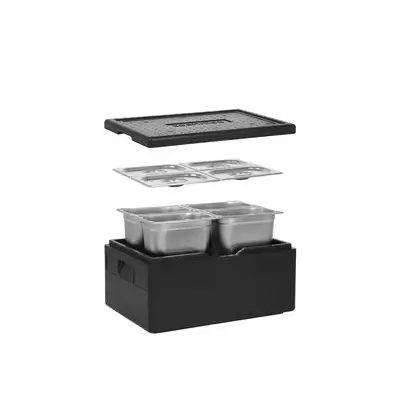 [Zestaw] Pojemnik termoizolacyjny GN 1/1 200 mm + 4x Pojemnik GN 1/4, 200 mm, ze stali ...