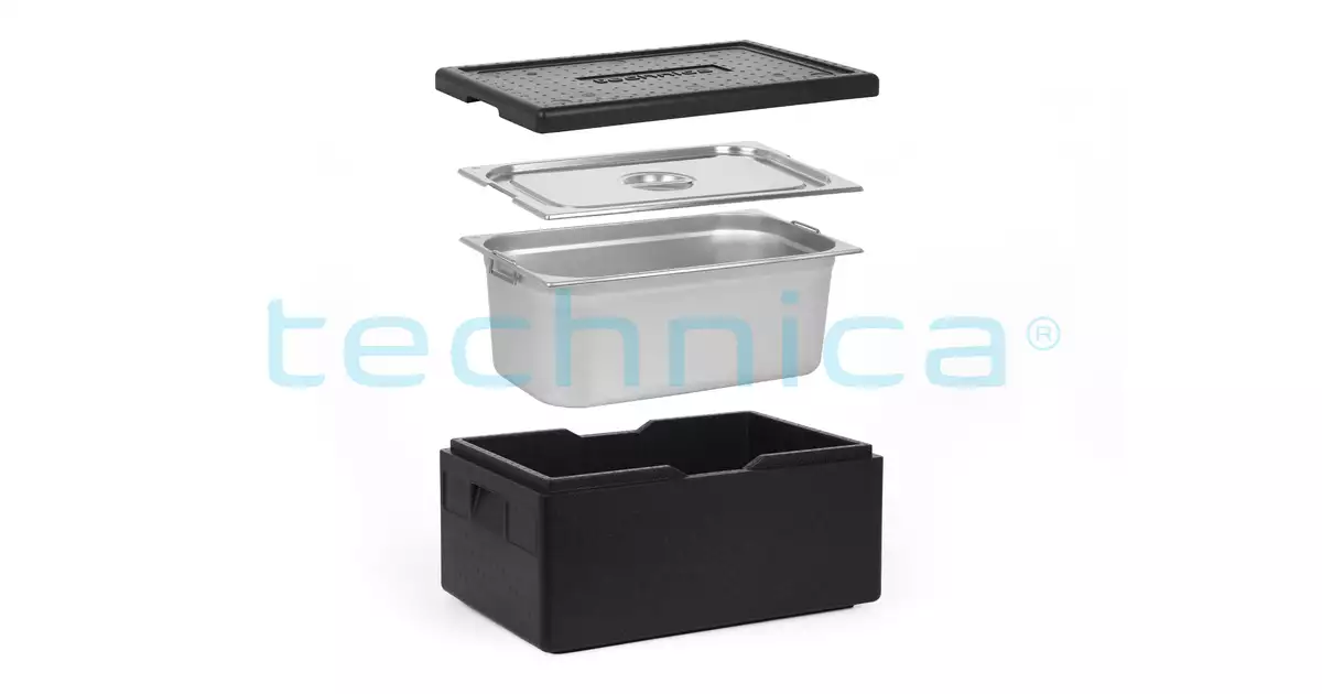 [Zestaw] Pojemnik termoizolacyjny GN 1/1 200 mm + 1x Pojemnik GN 1/1 200 mm, z uchwytami, ze ...