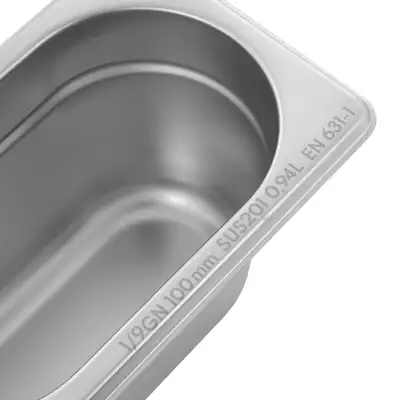 Pojemnik GN 1/9 100 mm ze stali nierdzewnej | MJUSK, 19100 - sklep Technica