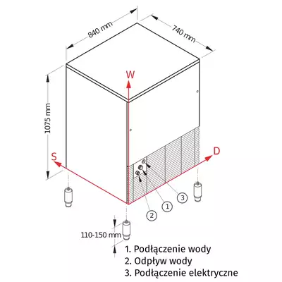 Kostkarka do lodu 155 kg/24h, chłodzona wodą